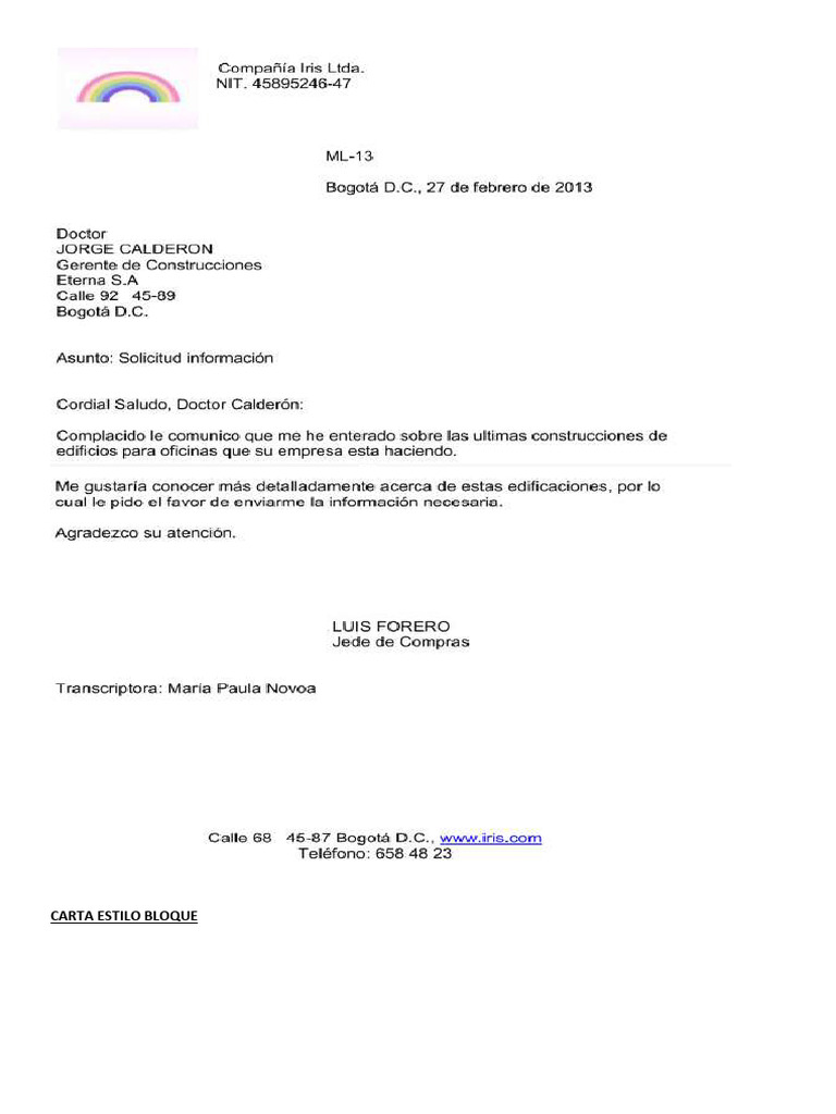 Carta Estilo Bloque: Guía Práctica | PDF