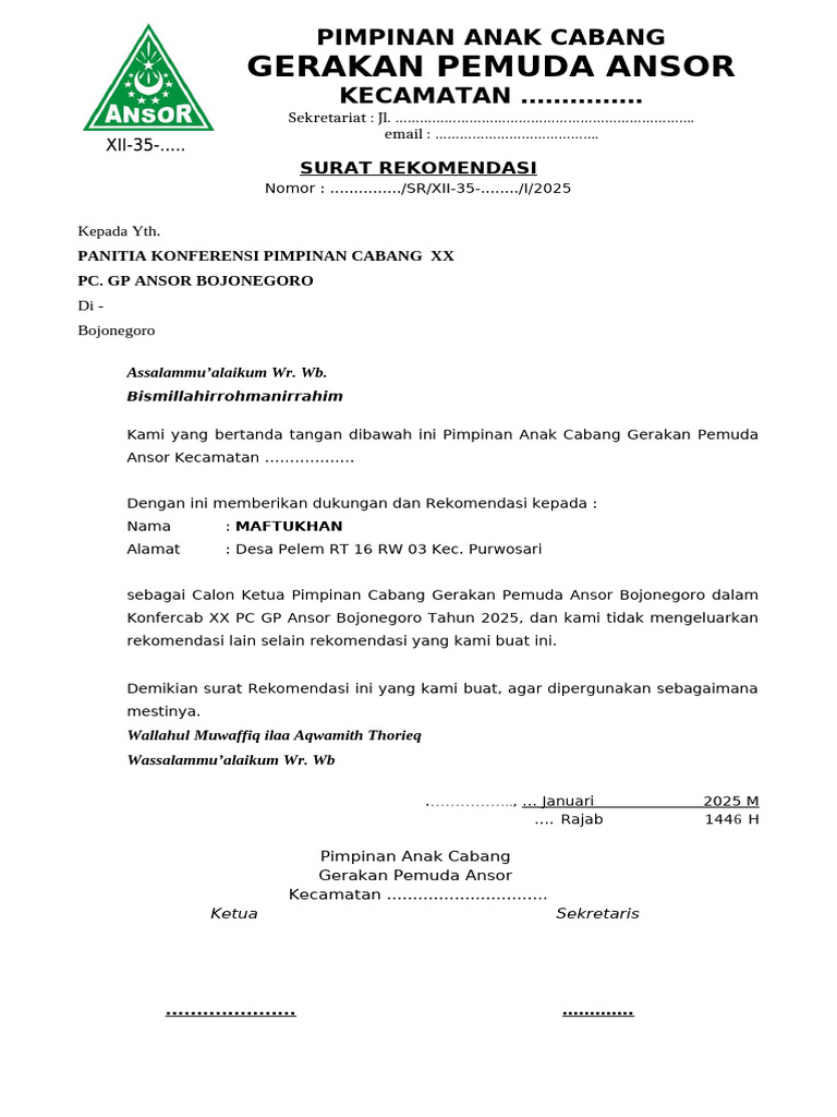 Surat Rekom Calon | PDF