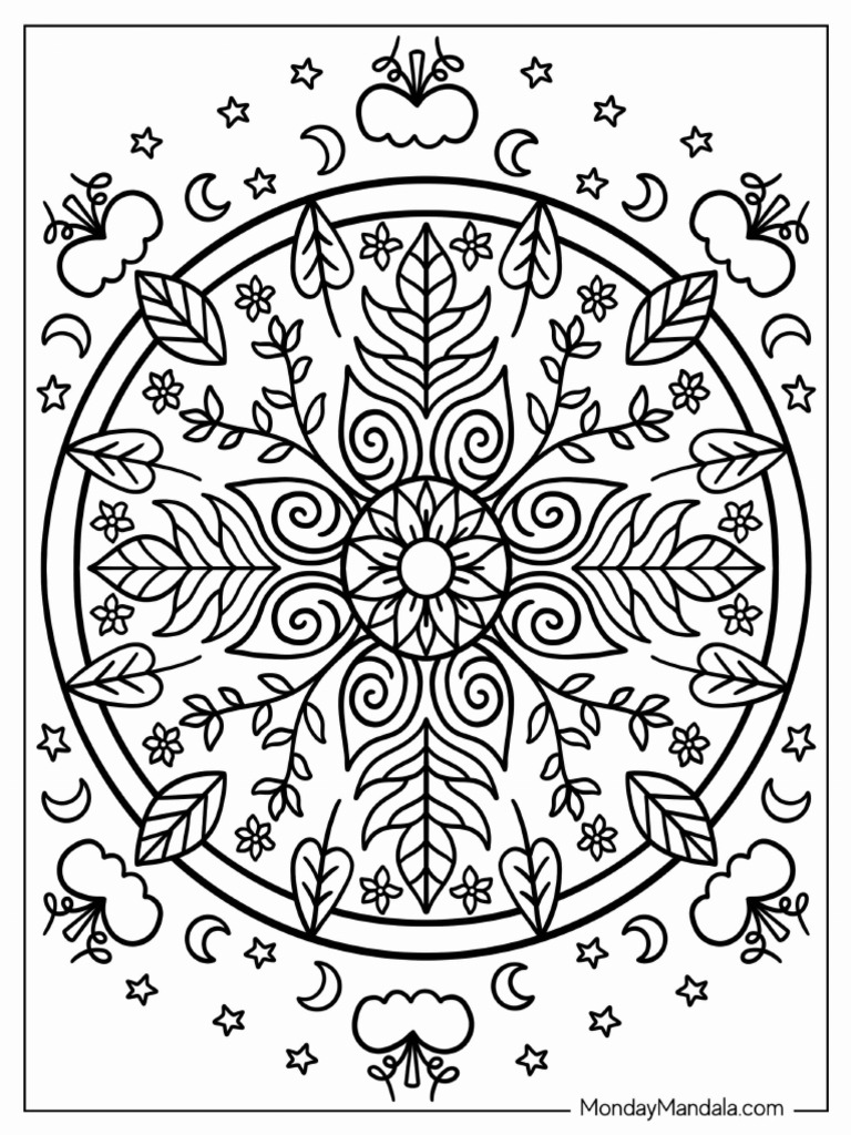Fall Mandala Coloring Page For Kids | PDF