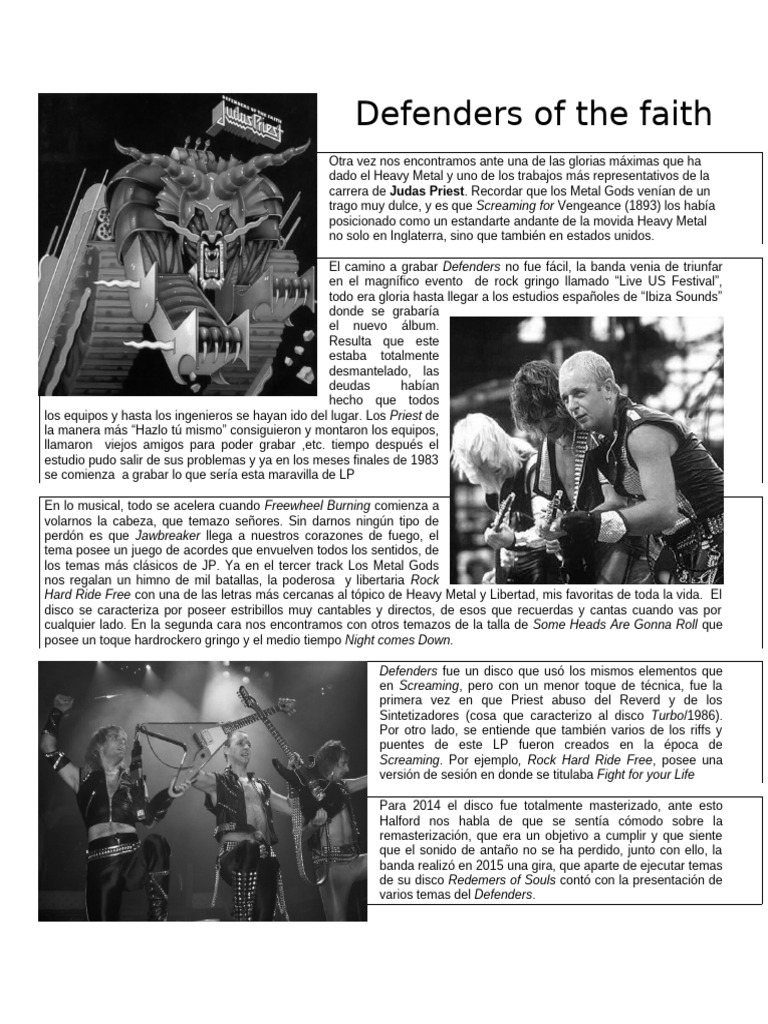 1984 - Judas Priest - Defenders Ofthe Faith | PDF | La música rock ...