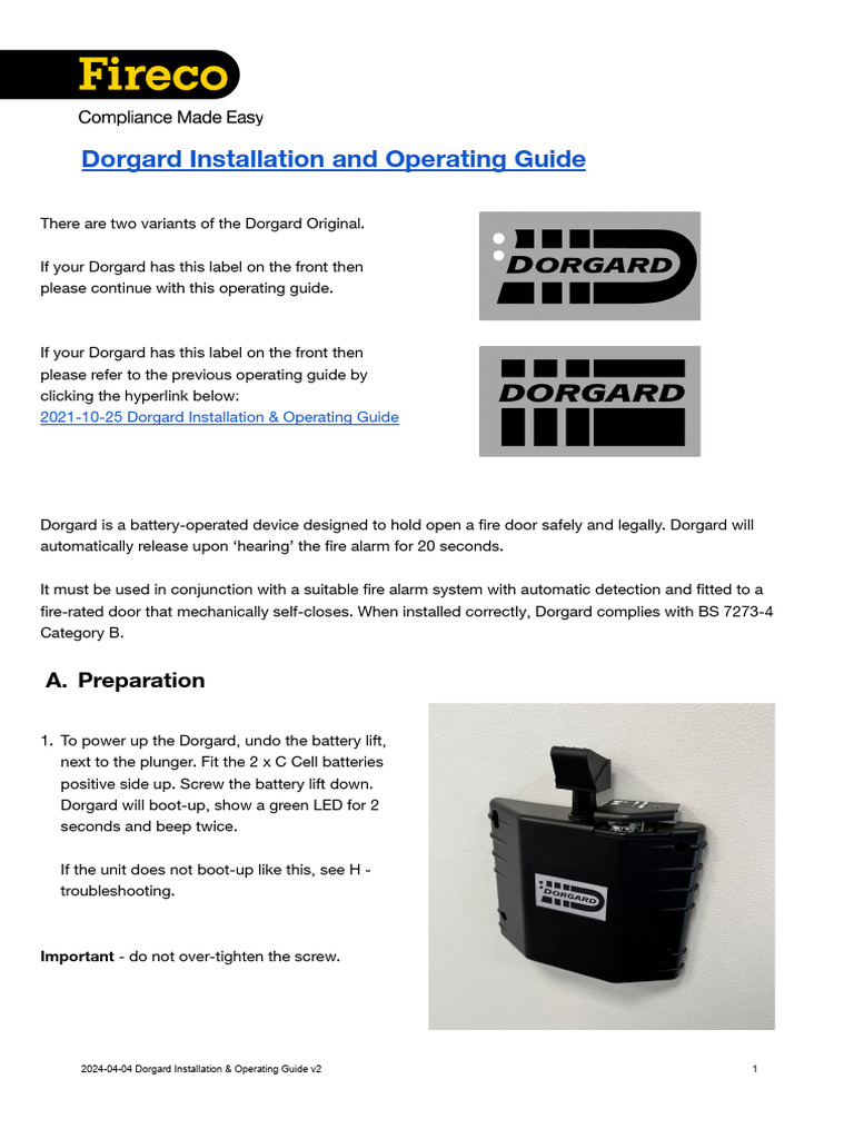 Dorgard Installation & Operating Guide | PDF