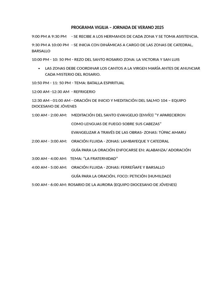 Programa Vigilia | PDF