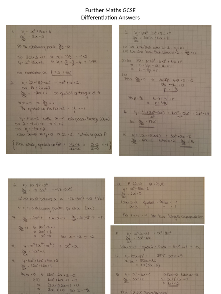 Differentiation Answers | PDF