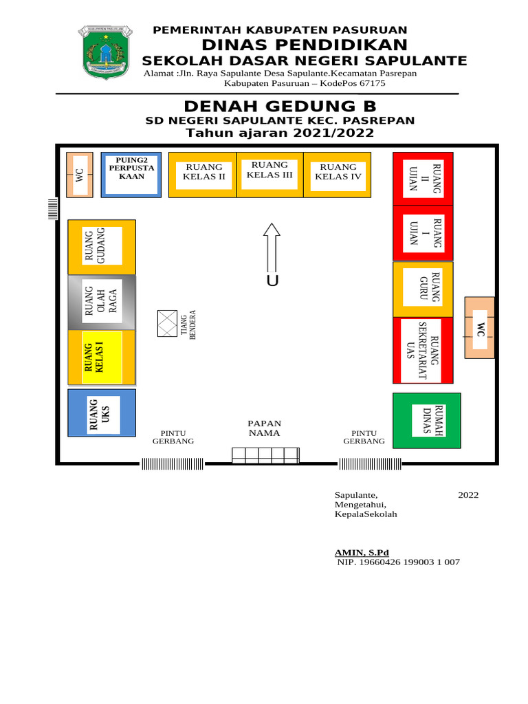 Denah Gedung SD Negeri Sapulante 2022 | PDF
