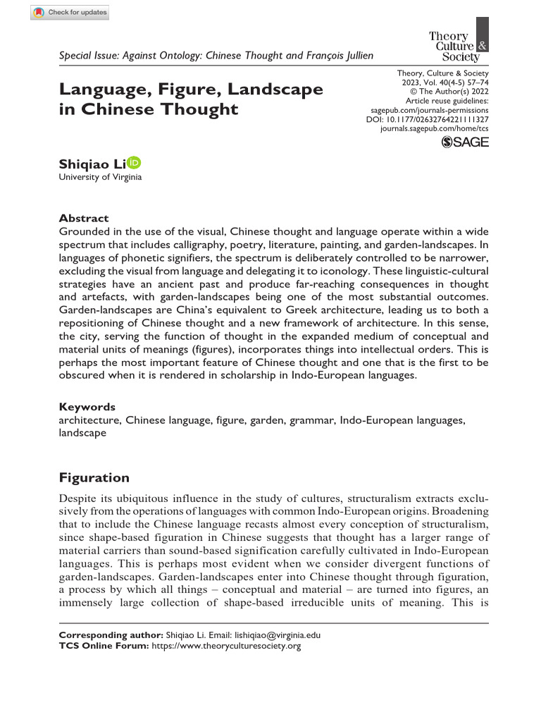 Li - Language, Figure, Landscape in Chinese Thought | PDF | Gottfried ...
