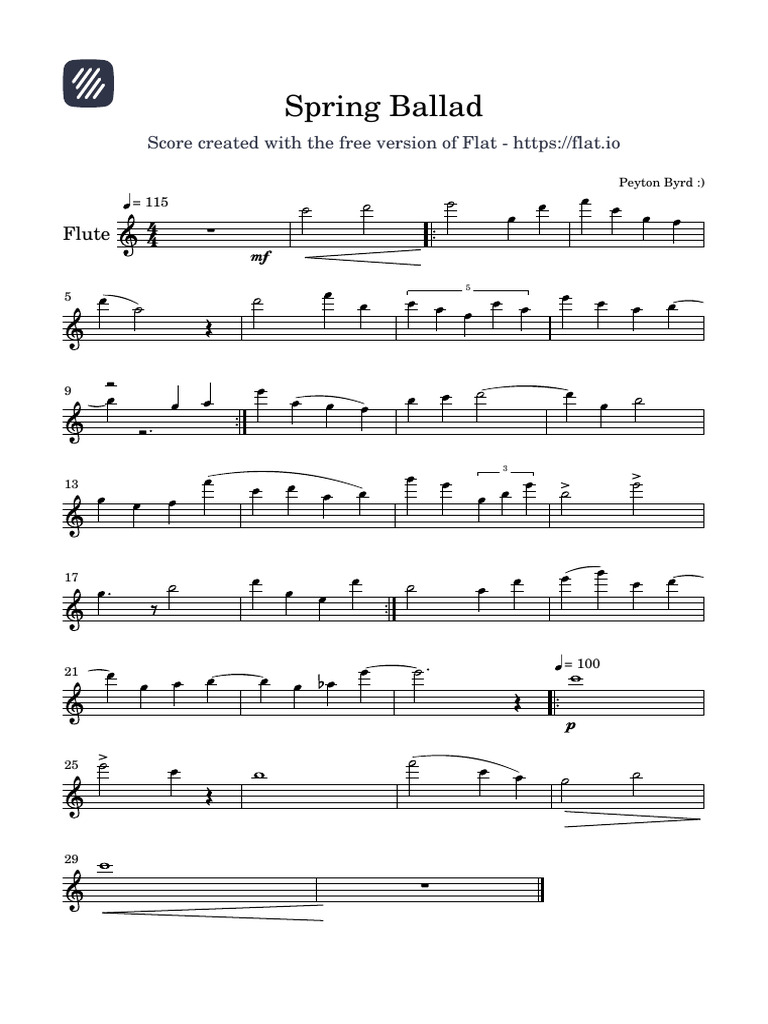 Spring Ballad Flute Score | PDF