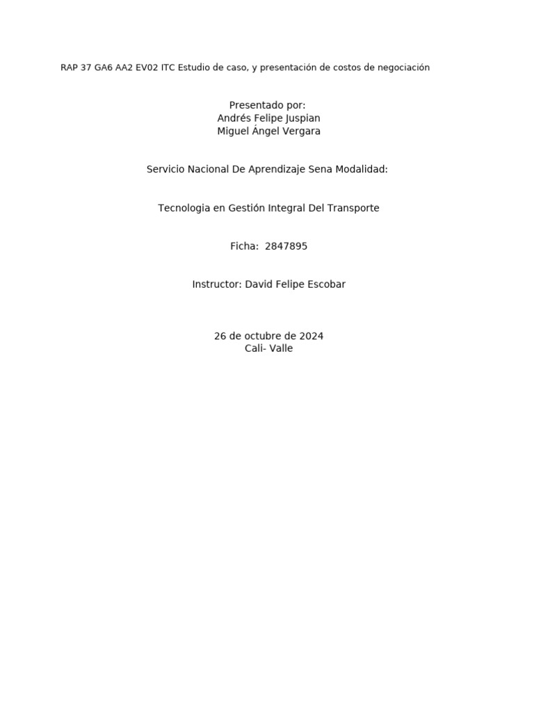 Estudio de Caso EV2 | PDF | Transporte