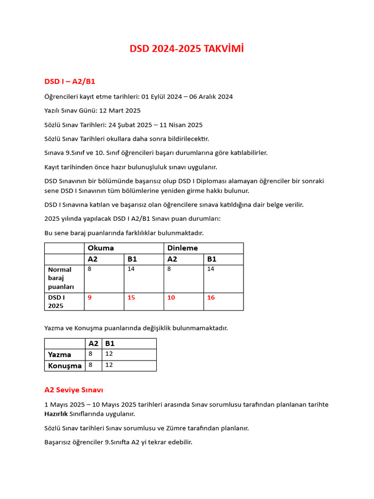 DSD 2025 Sınav Bilgilendirmesi | PDF