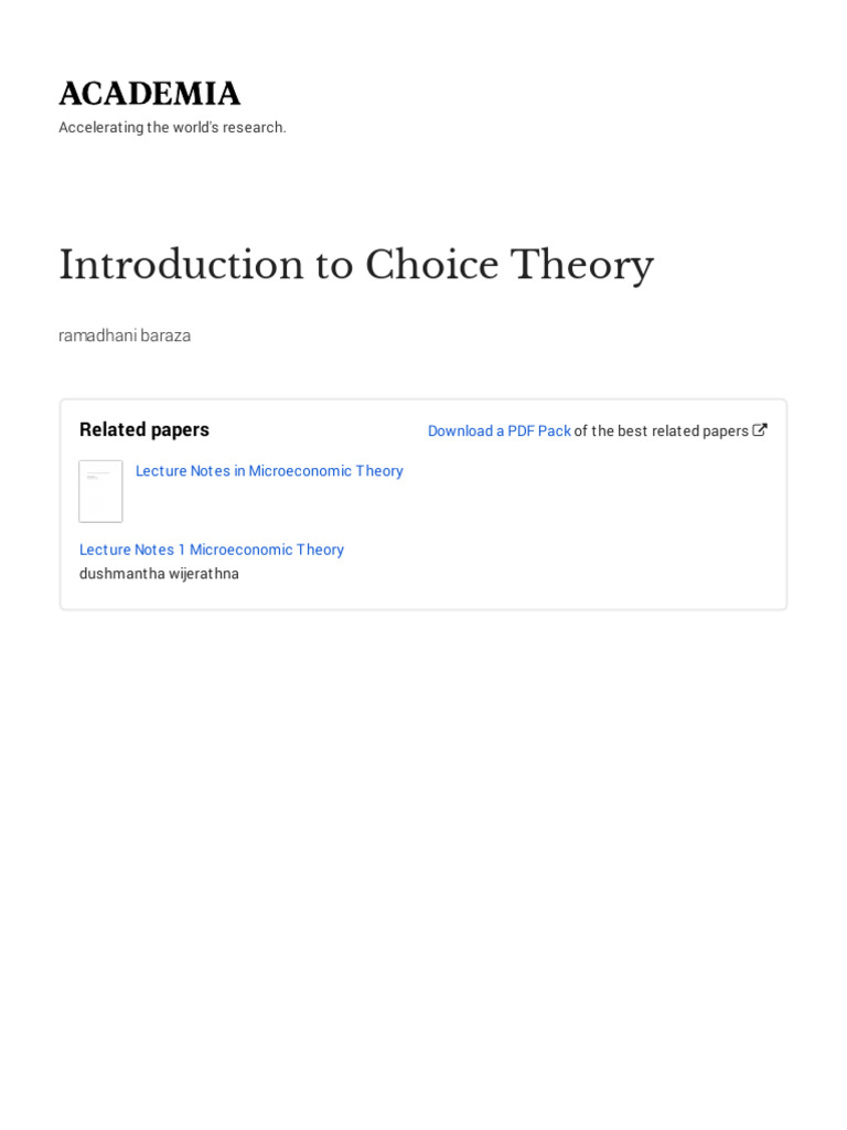 Choice Theory | PDF | Utility | Economics