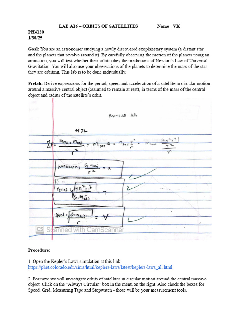 Analyzing Satellite Orbits in Physics | PDF | Orbit | Newton's Law Of ...