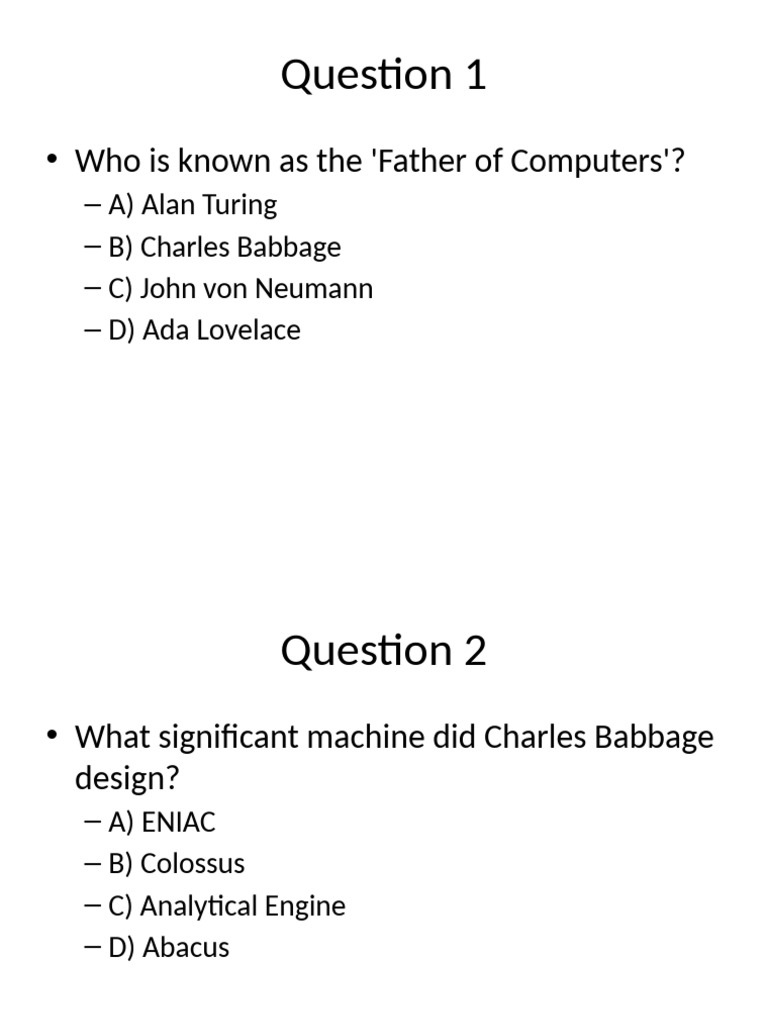History of Computers Quiz | PDF | Integrated Circuit | Computer Hardware