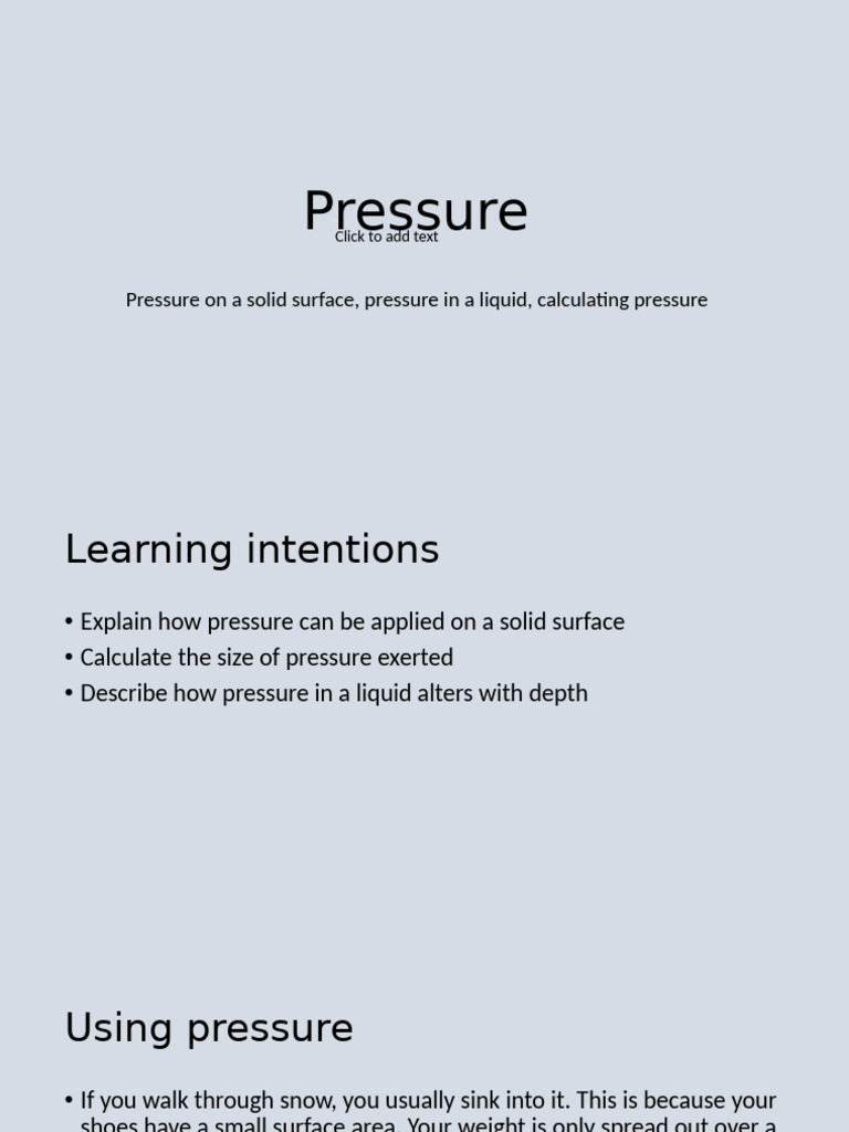 Pressure Year 10 | PDF | Buoyancy | Pressure