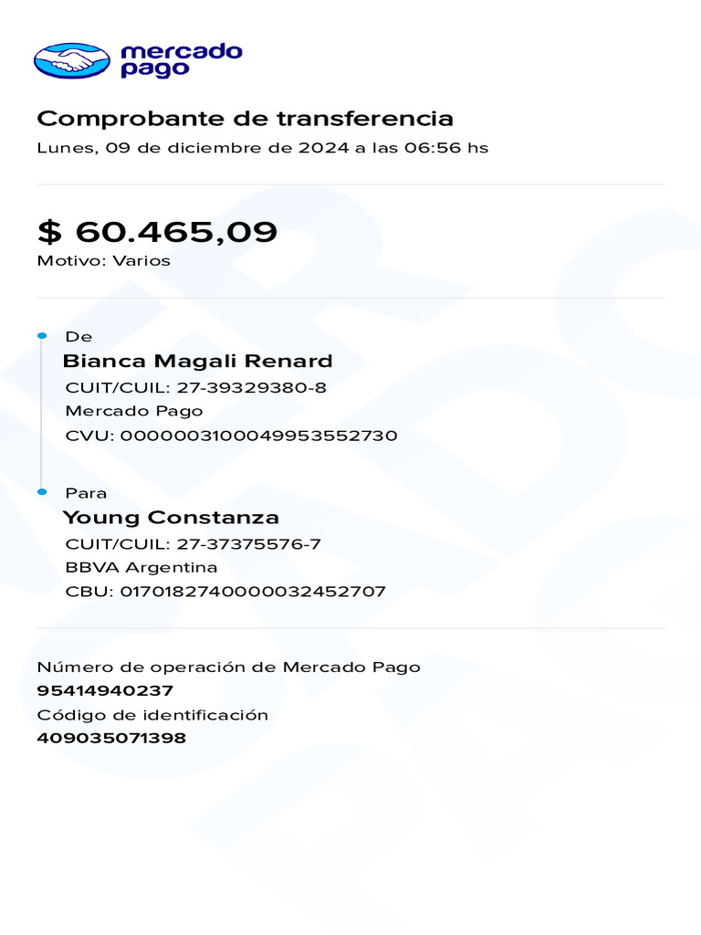 Mercadopago Comprobante 95414940237 | PDF