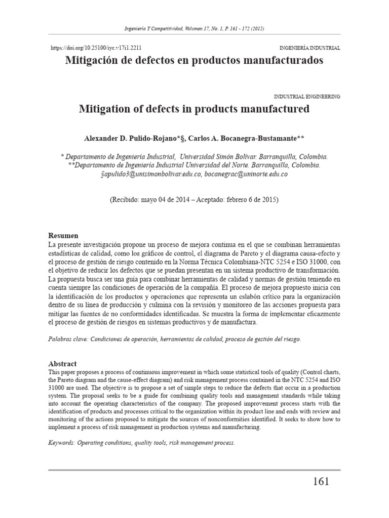 Mitigación de Defectos en Manufactura | PDF | Calidad (comercial ...