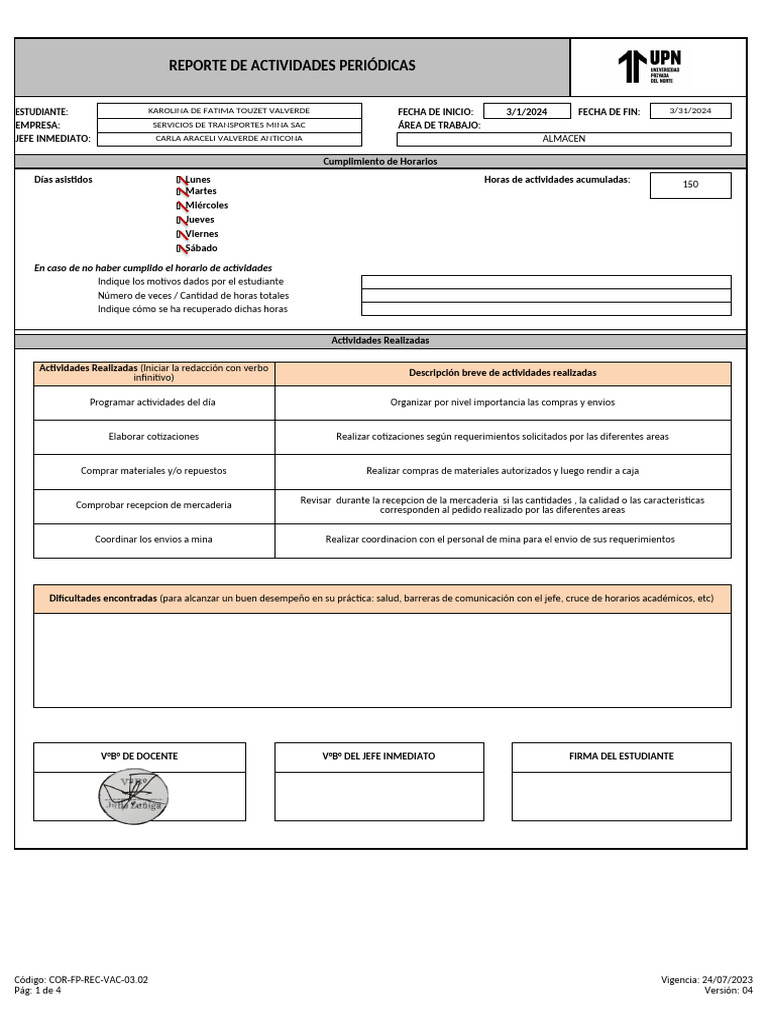 INVE.1401.EP - Formato RAP - Actualizado 2024 | PDF