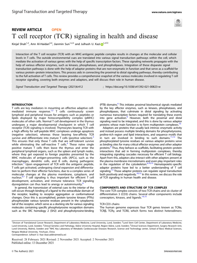 TCR Signaling: Health & Disease | PDF | T Cell | Cd4