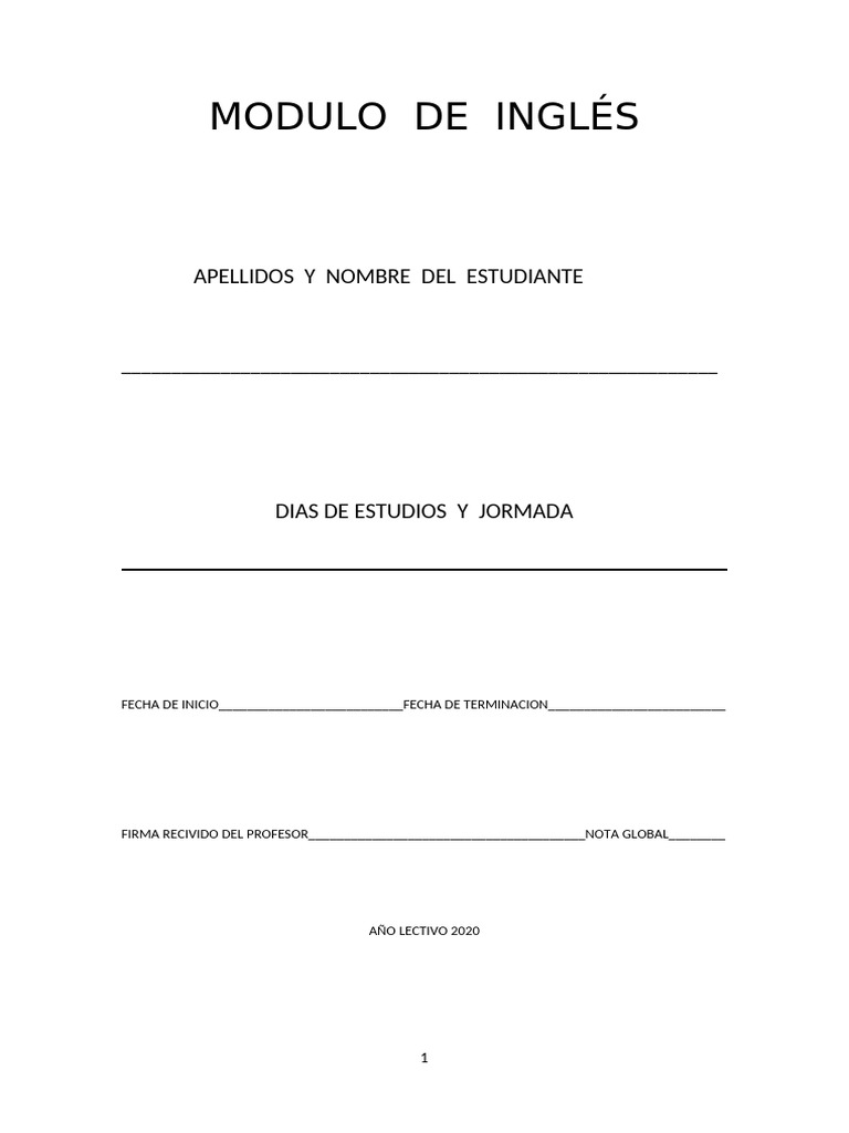 Mudulo de Inglés | PDF | Verbo | Pronombre