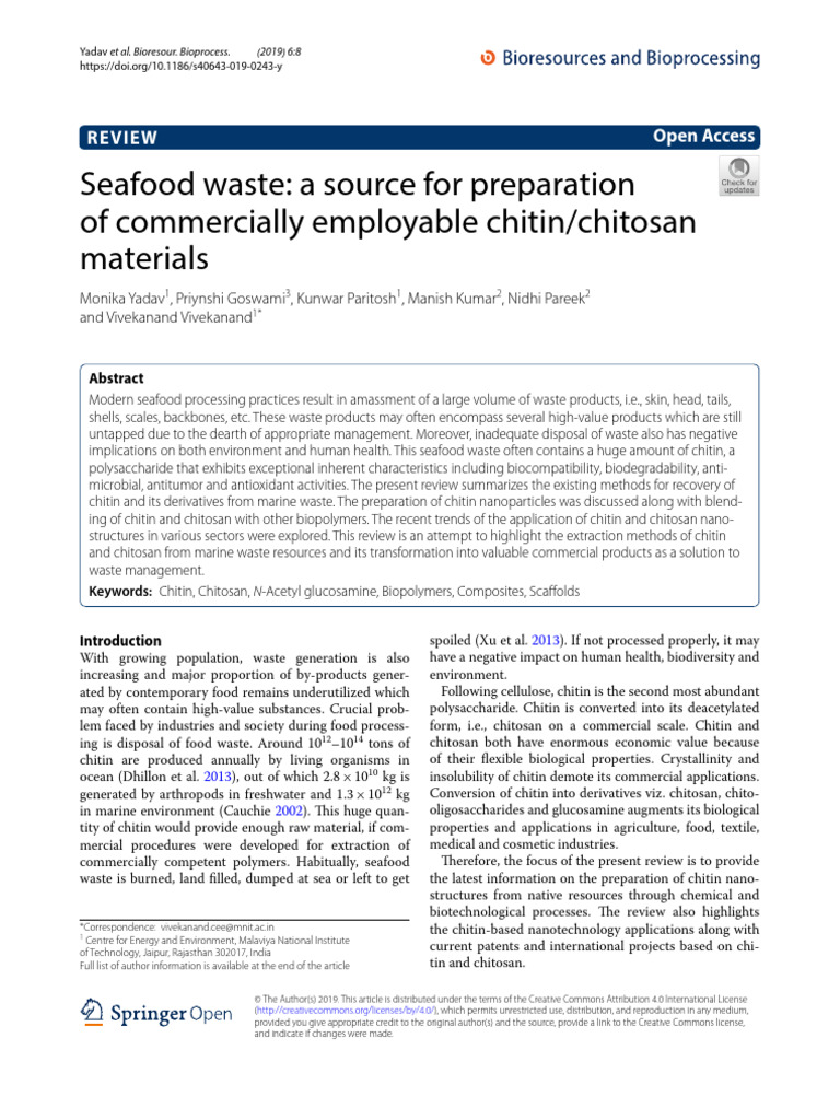 Seafood Waste to Chitin and Chitosan | PDF | Fermentation | Enzyme