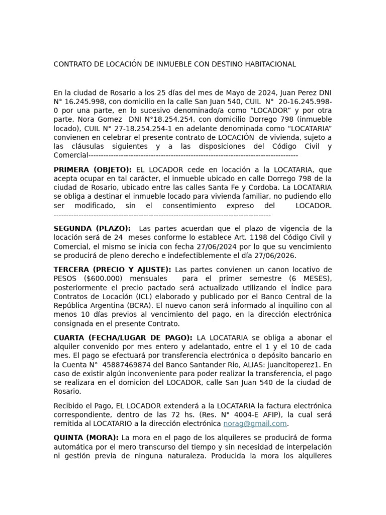 Modelo de Contrato de Locación | PDF
