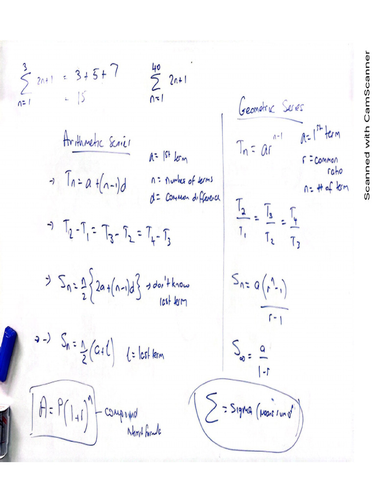 series and sequences formulas | PDF