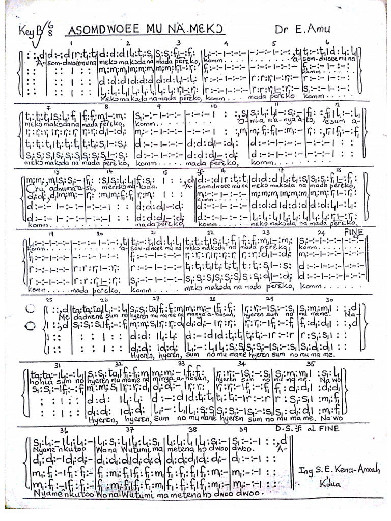 Asomdwee Mu Na Mɛ Kɔ (Solfa) | PDF