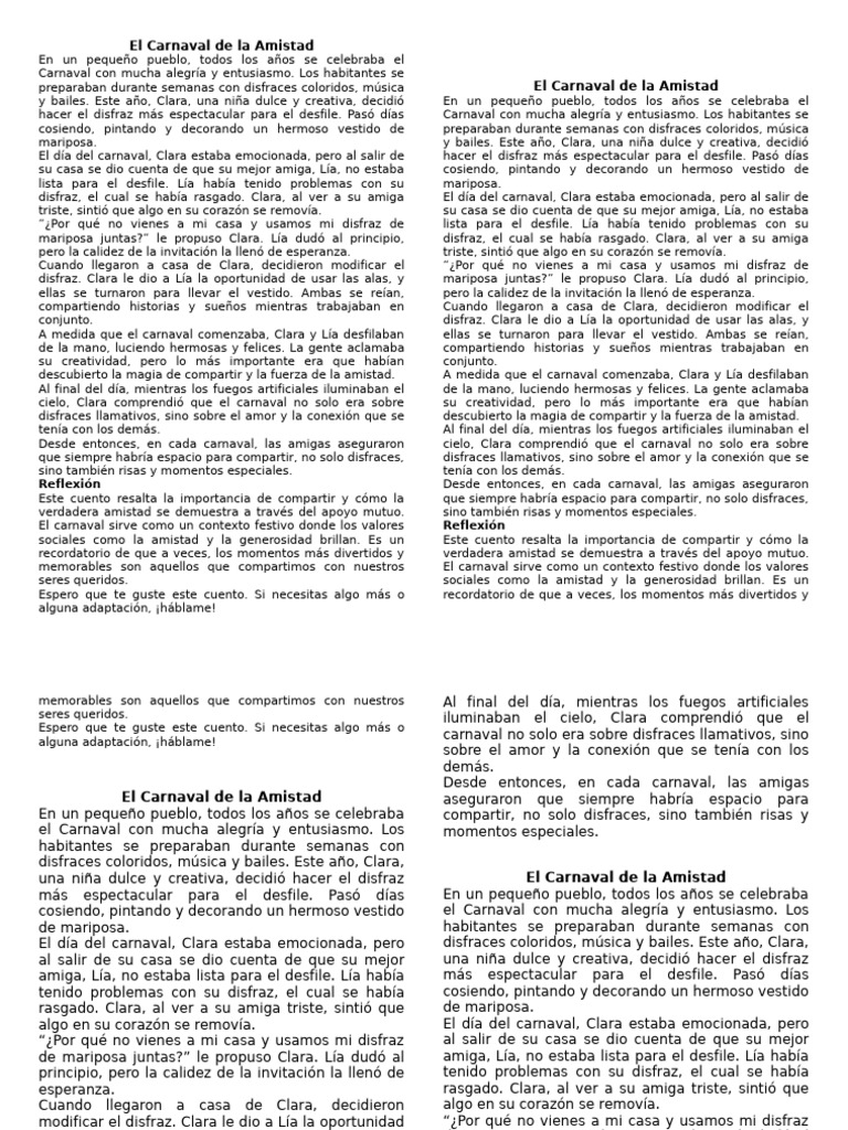 La amistad en el Carnaval | PDF | Carnaval | Amistad