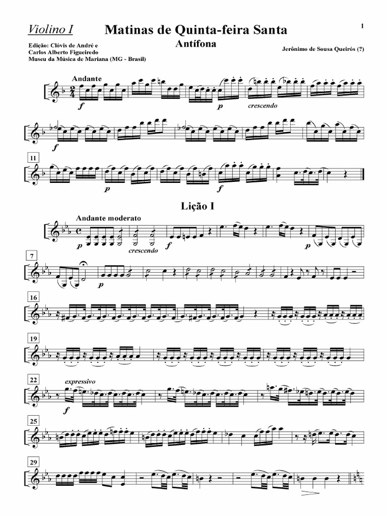 Matinas de Quinta-Feira - Violino 1 | PDF