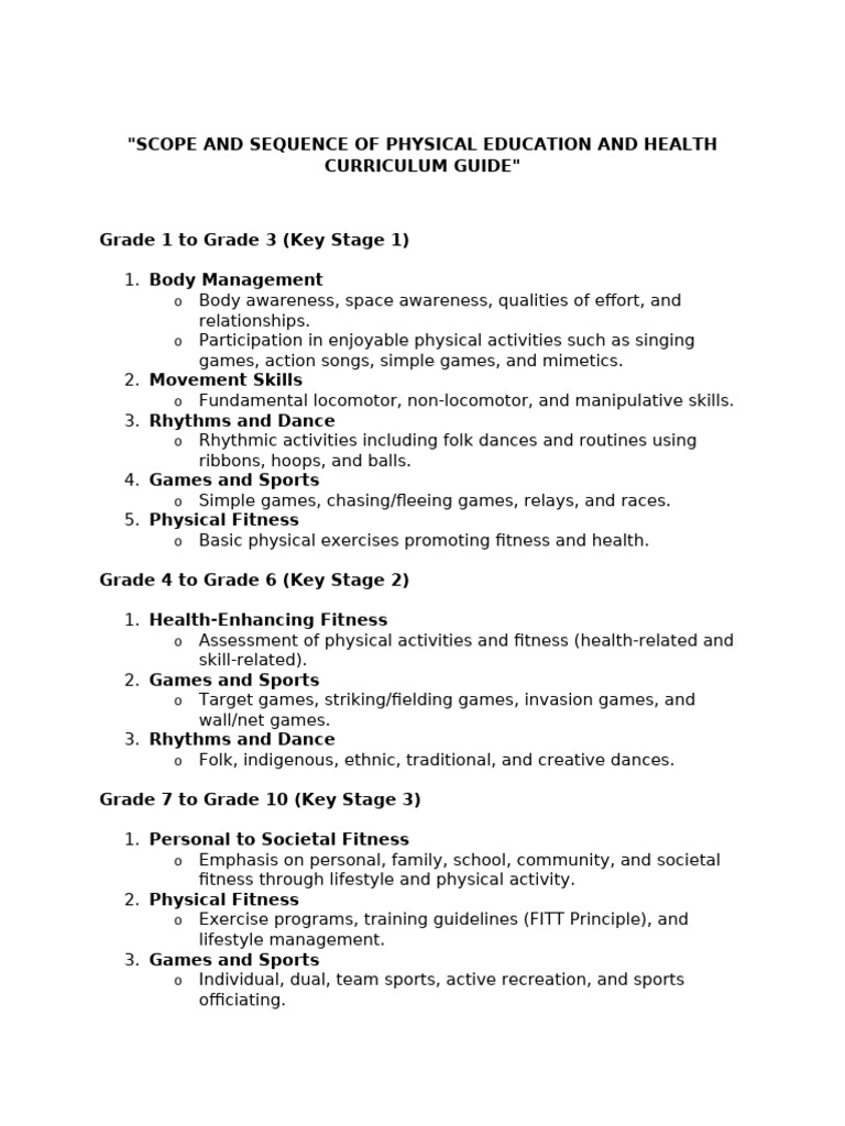 K-12 PE & Health Curriculum Guide | PDF