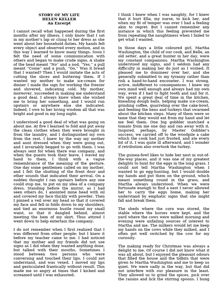 Story of My Life Excerpt | PDF