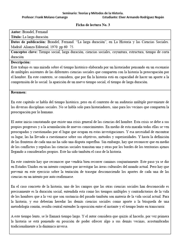 Ficha de Lectura Historica 2 - Tercera Sesión | PDF | Ciencias Sociales ...