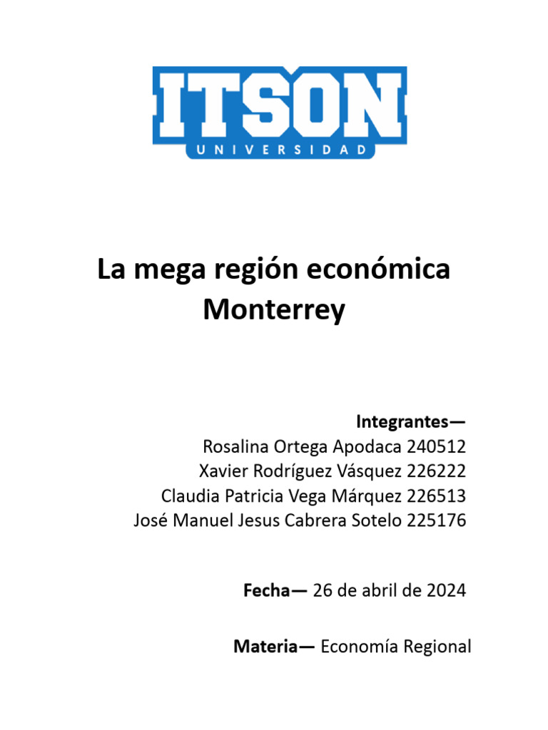 Trabajo Final. La Mega Región de Monterrey. | PDF | Biotecnología ...