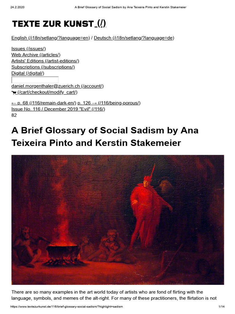Art and Social Sadism | PDF | Sadomasochism | Freedom Of Speech