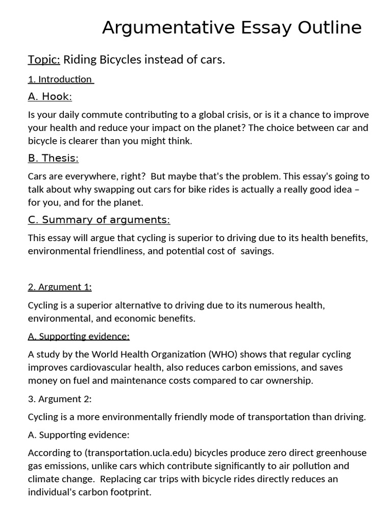 Argumentative Essay Outline Gr10 | PDF