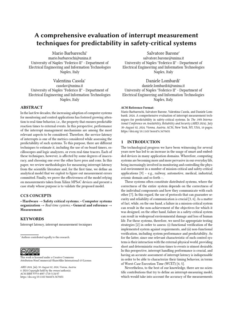 A comprehensive evaluation of interrupt measurement techniques for predictability in safety ...