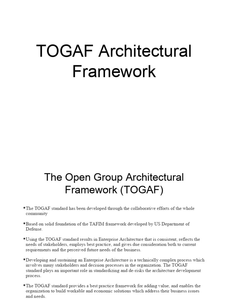 TOGAF Framework Overview and Benefits | PDF | Enterprise Architecture ...
