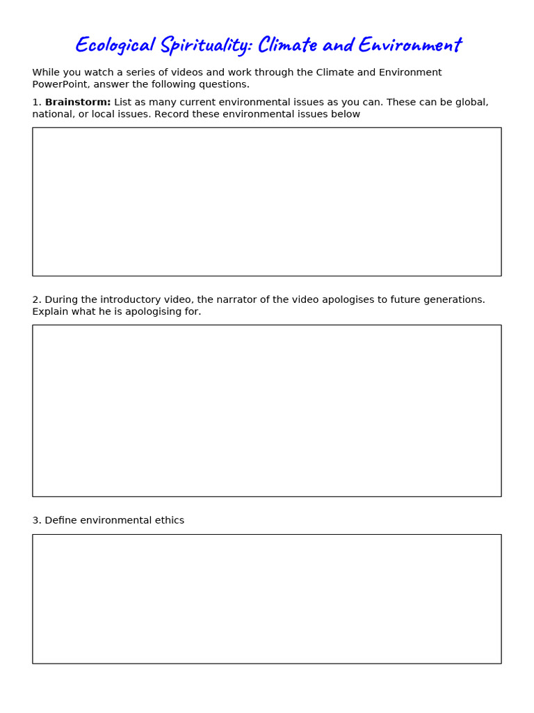 Climate & The Environment Powerpoint Worksheet | PDF