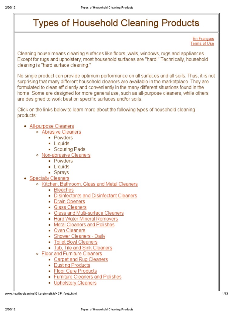 An Informative Overview of Common Household Cleaning Products: Their ...
