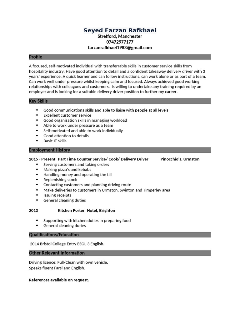 Seyed Farzan Rafkhaei CV 2 | PDF