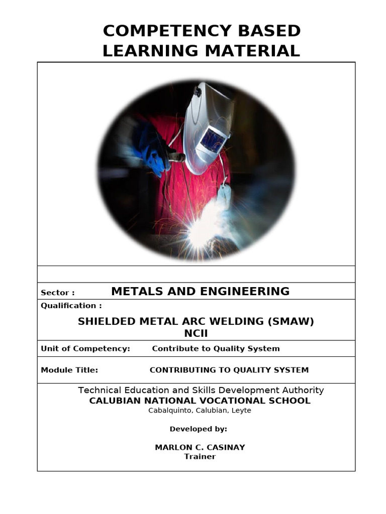 SMAW Quality System Training Module | PDF | Quality Assurance | Welding