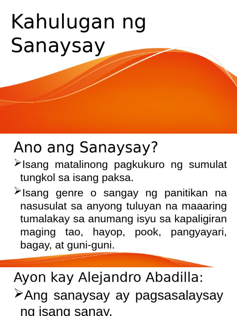 Kahulugan NG Sanaysay | PDF