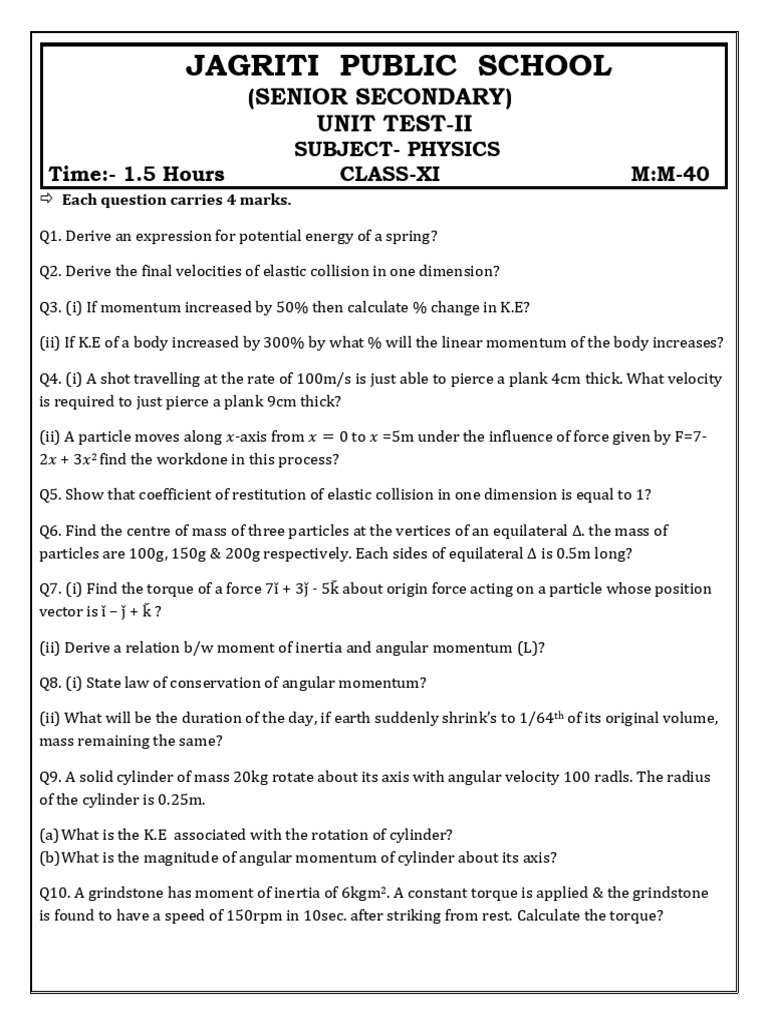 11th Physics UT-2 (Checked) | PDF
