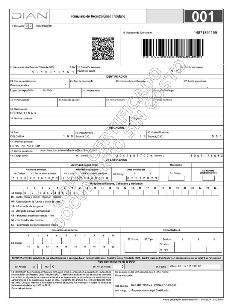 Rut Certinext Sas (5) | PDF