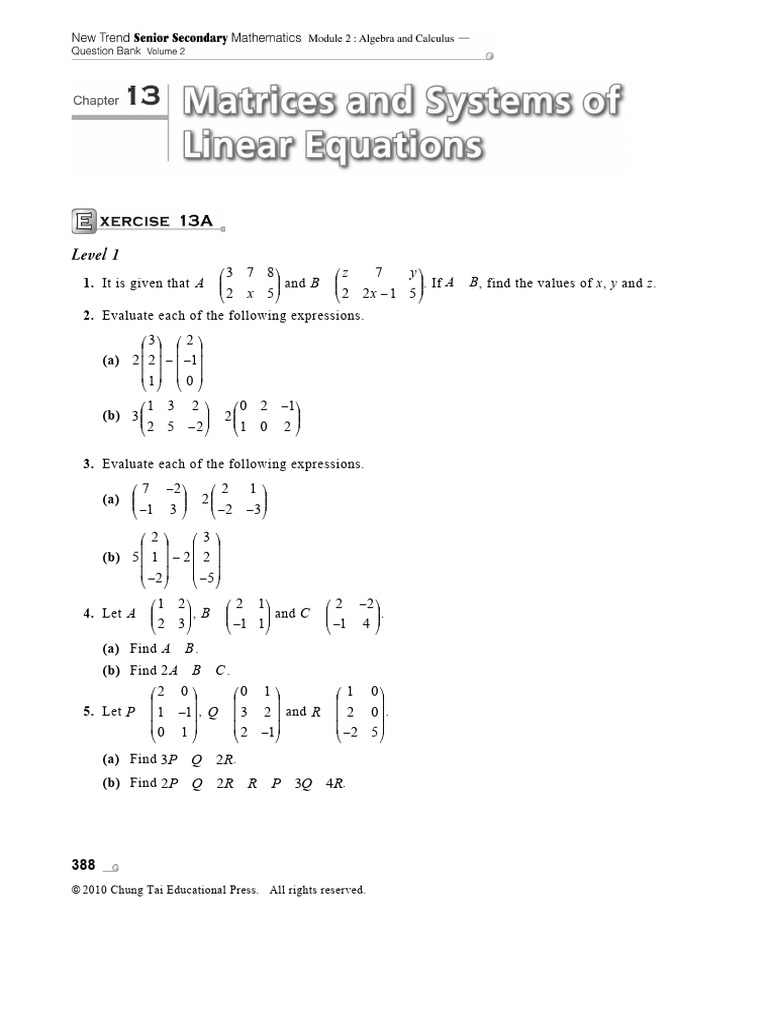 Ch13 Matrices and Systems of Linear Equations Q 2 | PDF | Operator Theory | Mathematical Analysis