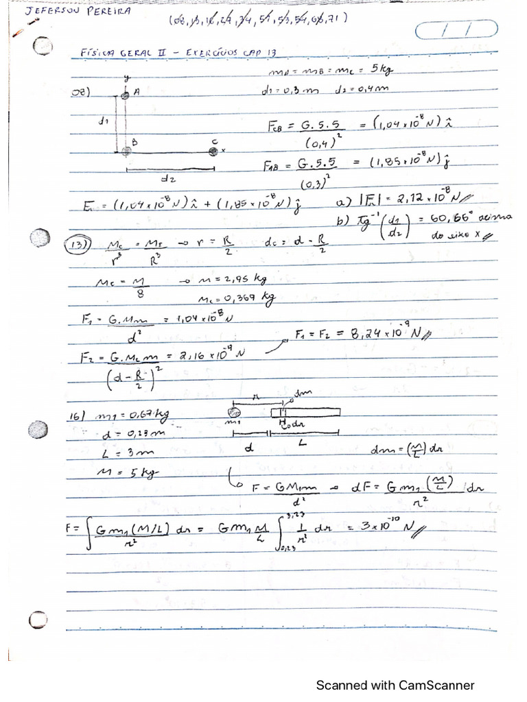 Exercícios Cap 13 Halliday | PDF