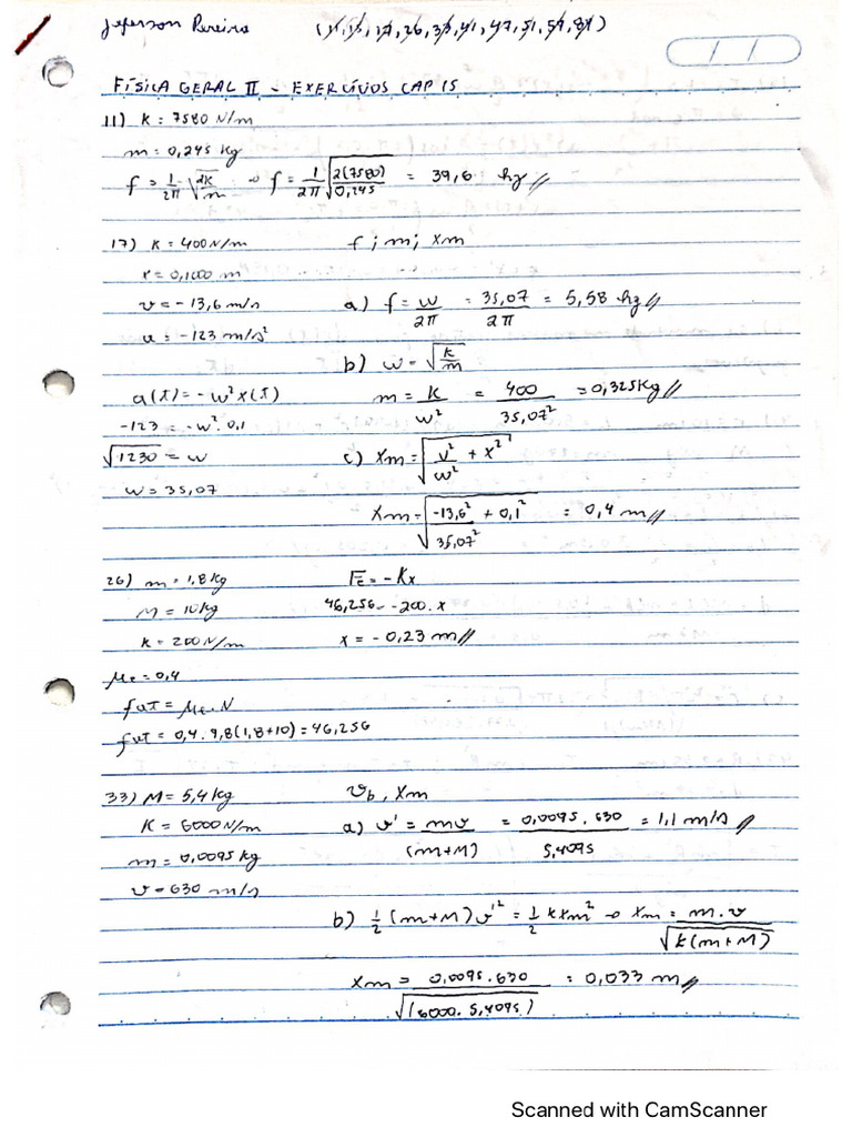 Exercícios Cap 15 Halliday | PDF