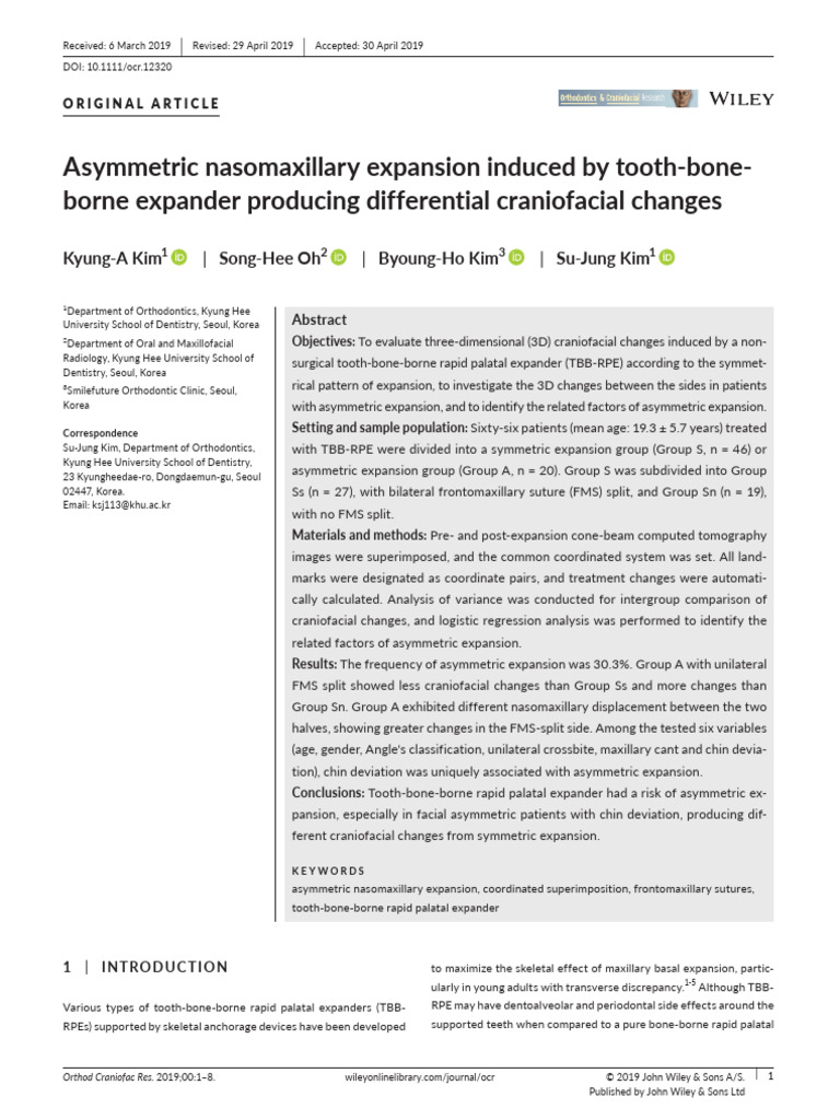 Asymmetric Nasomaxillary Expansion Induced by Tooth Boneborne Expander ...