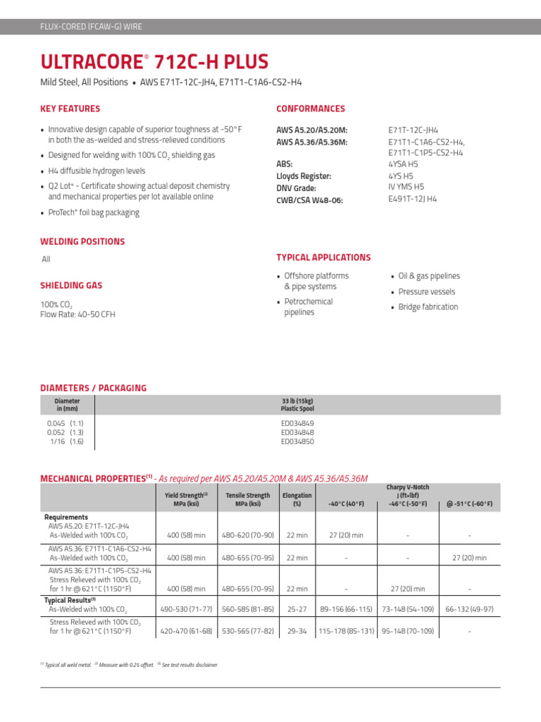 ULTRACORE 712C-H PLUS | PDF | Welding | Construction