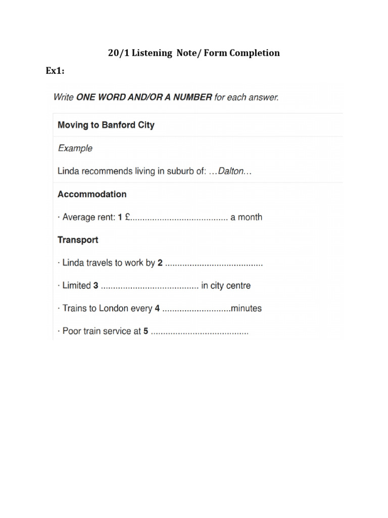 20.1 - Listening - Note Completion | PDF