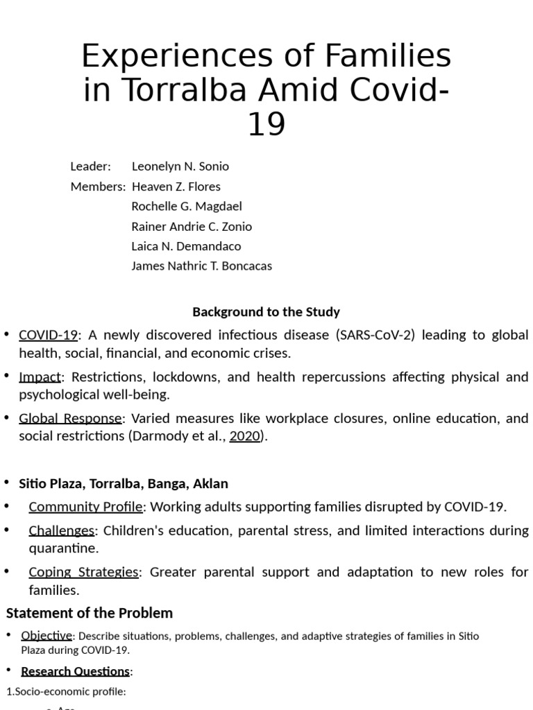Experiences of Families in Torralba Amid Covid-19 2.0 | PDF | Data | Psychological Resilience