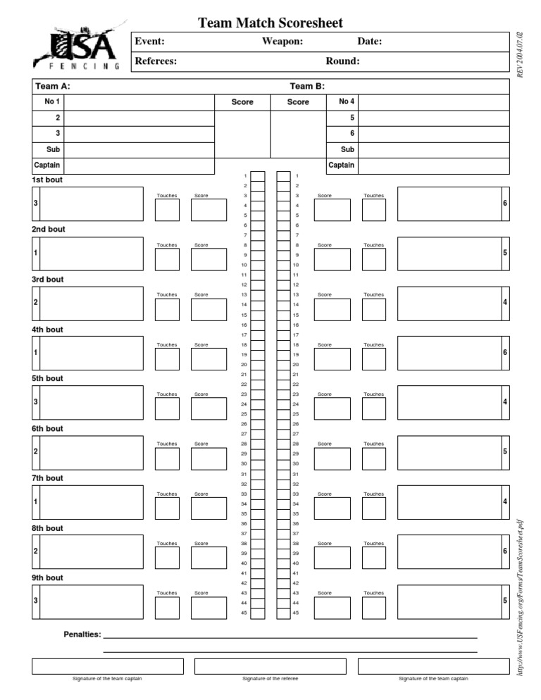 Team Relay Score Sheet | PDF